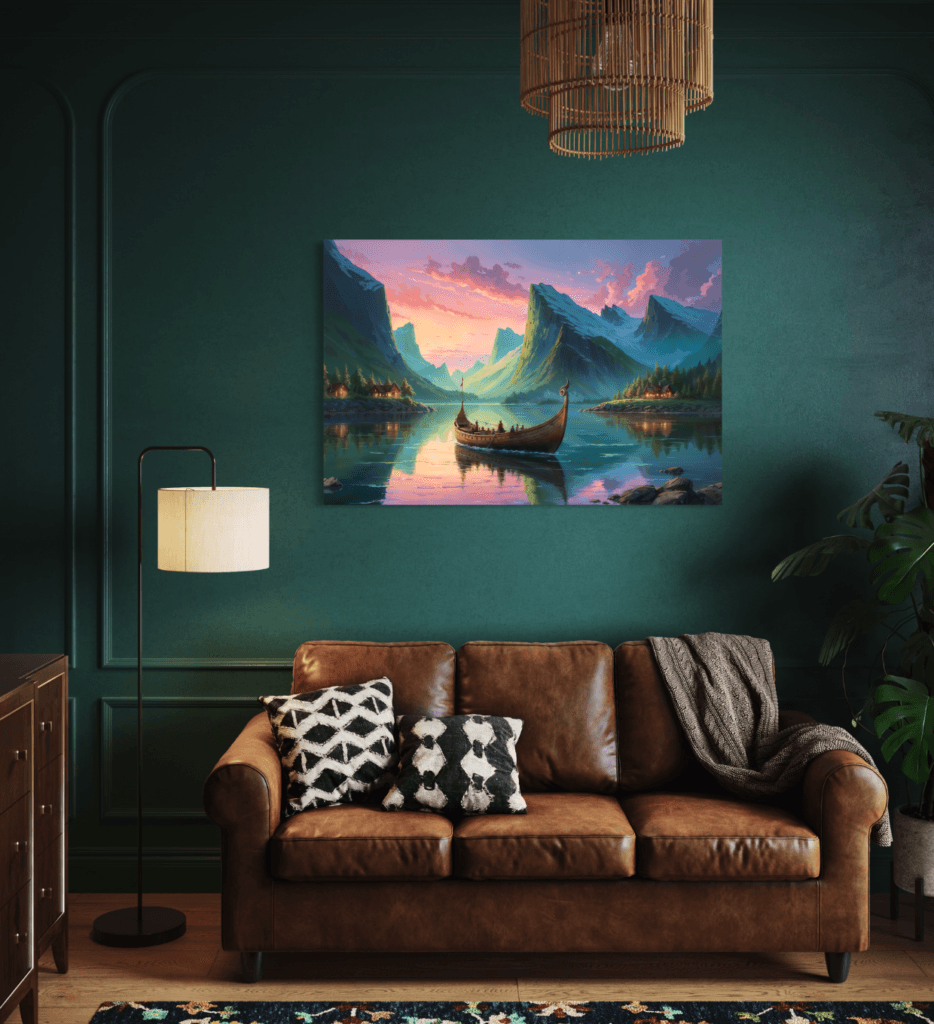 Lerretsbilde – Viking skip | Kunstrykk med nordisk motiv
